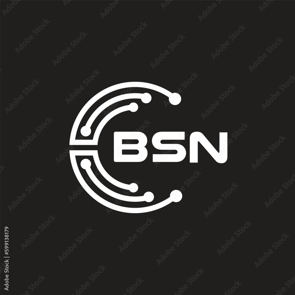BSN letter technology logo design on black background. BSN creative ...