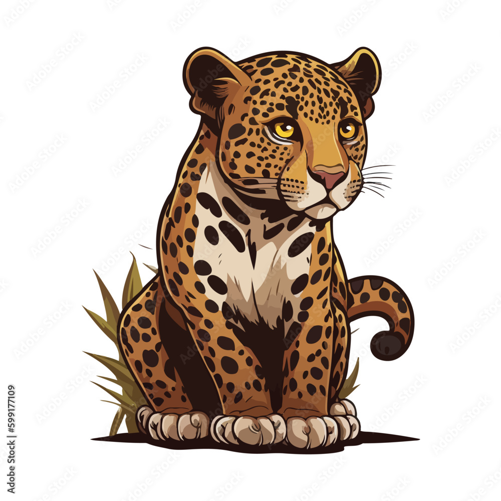 vector cute jaguar cartoon style Stock Vector | Adobe Stock