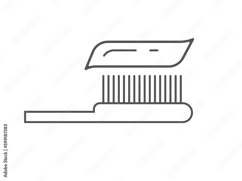 toothbrush and toothpaste icon Tooth brushing line and glyph style on ...
