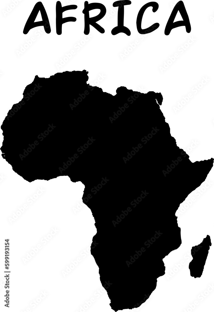 Map of Africa. Black Map of the African Continent, Africa Map Template ...