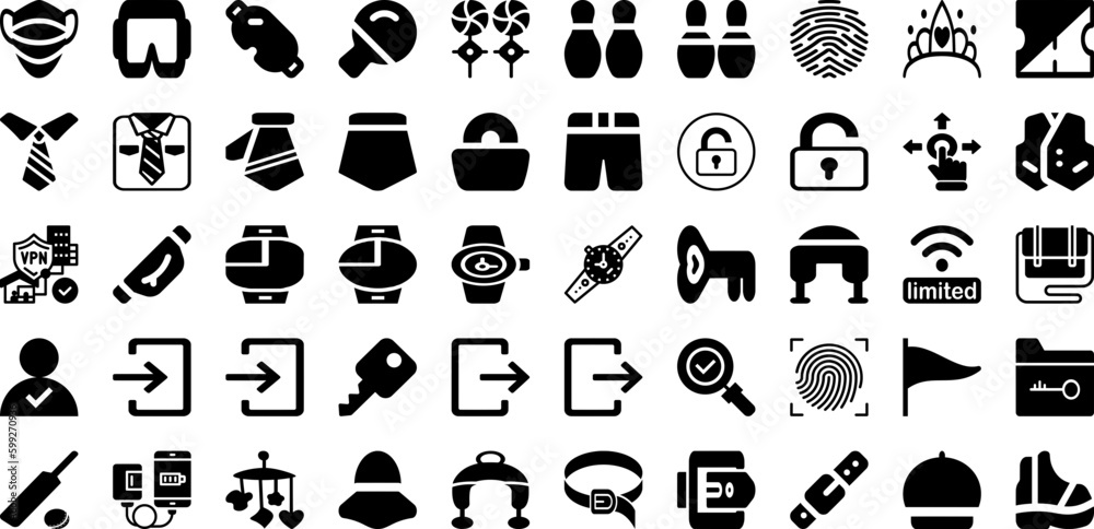 Access Icon Set Isolated Silhouette Solid Icons With Vector, Access ...