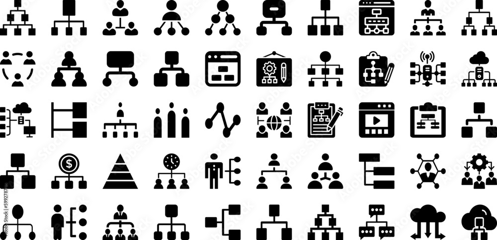Hierarchy Icon Set Isolated Silhouette Solid Icons With Hierarchy ...