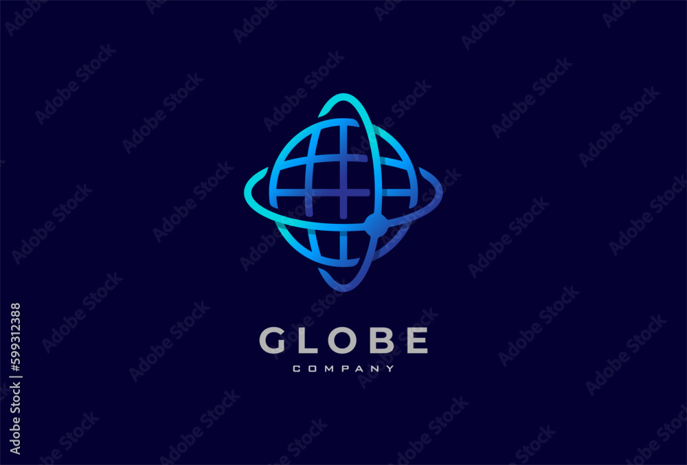 Globe Logo Design, world globe logo template, vector illustration Stock ...