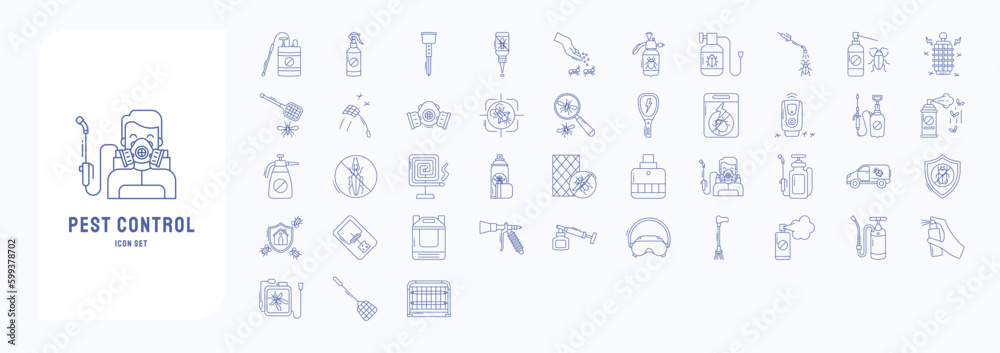 A collection sheet of outline icons for Pest control, including icons ...