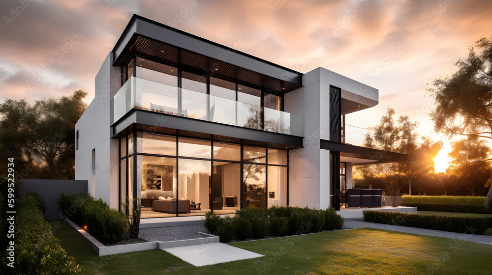 modern house design with a bold and refined facade, a warm color ...