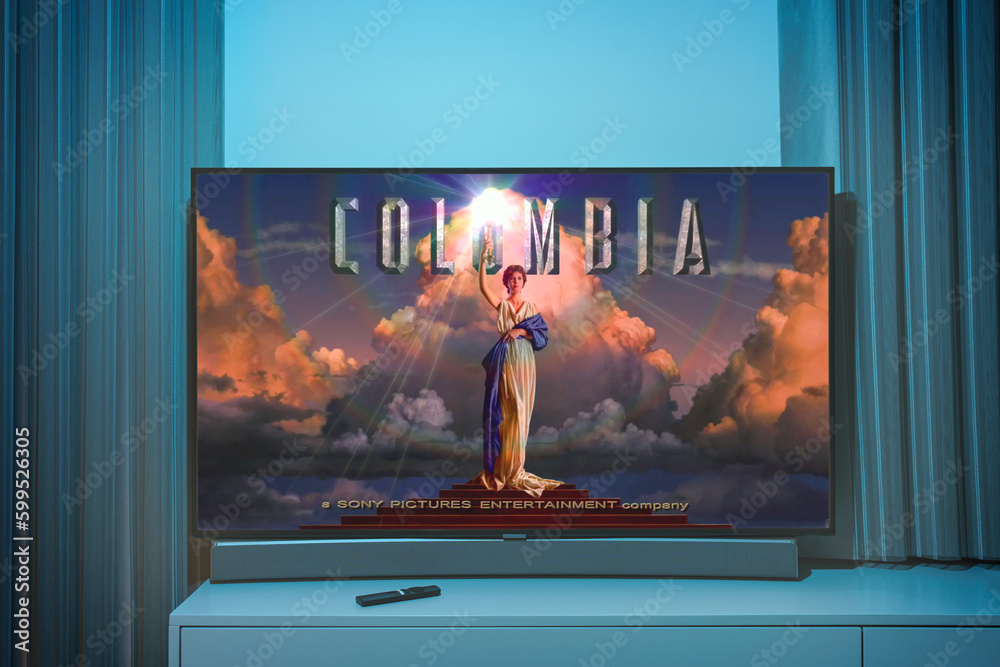 Foto de Stock Columbia pictures intro logo on TV. Columbia Pictures ...