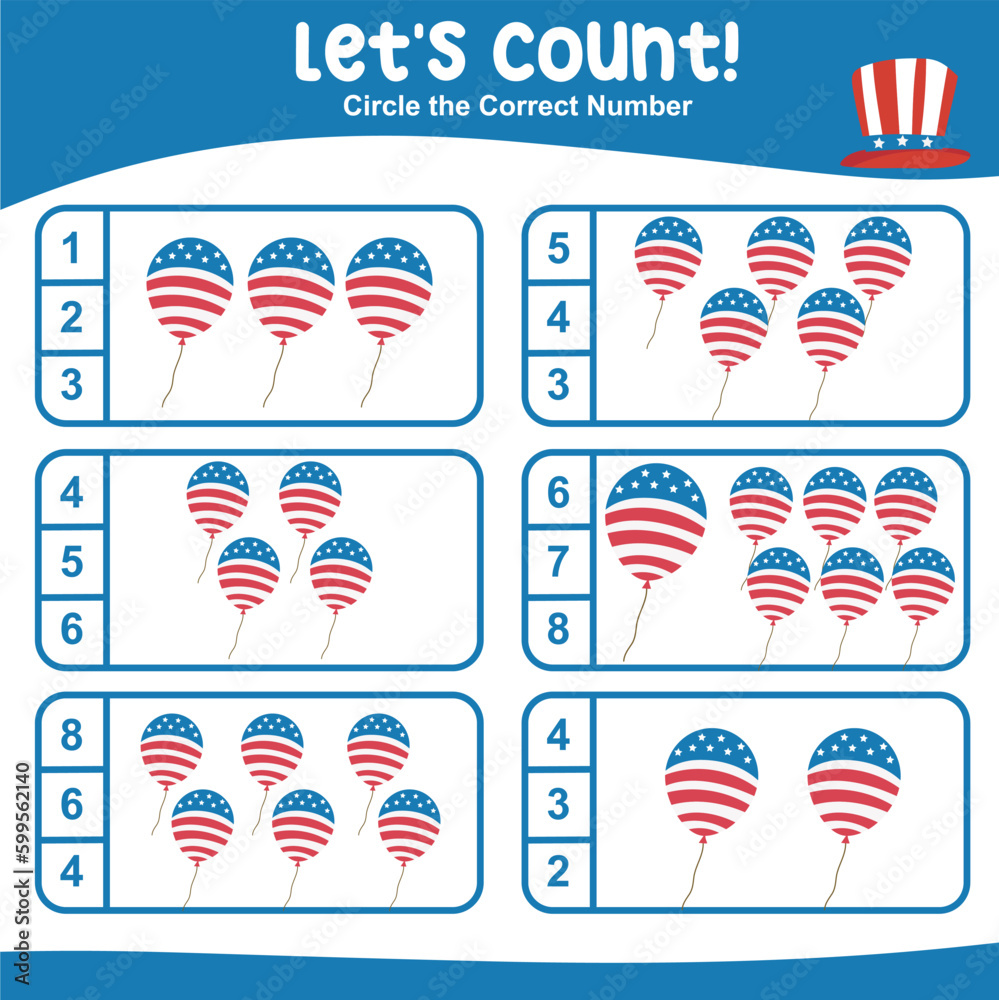 Let's counting together the balloons with American Independence Day ...