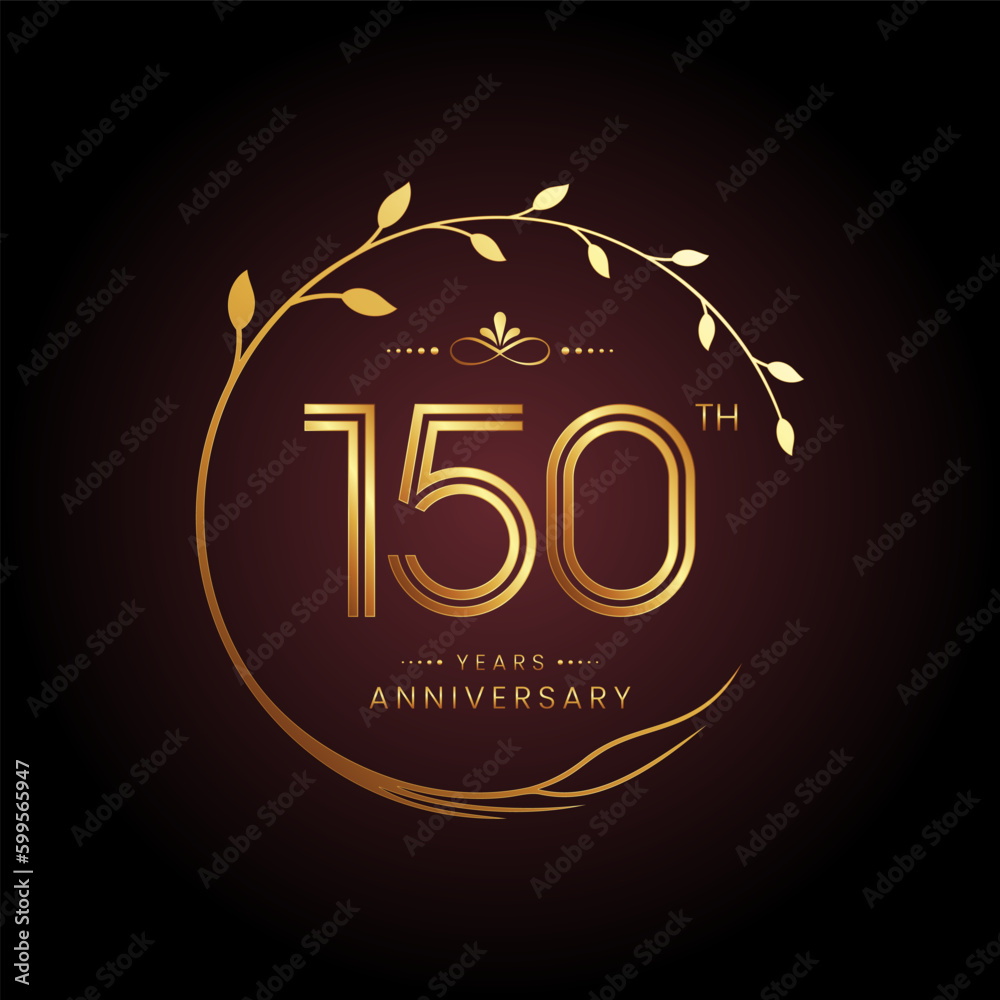 เวกเตอร์ Stock 150th anniversary logo with golden number for ...