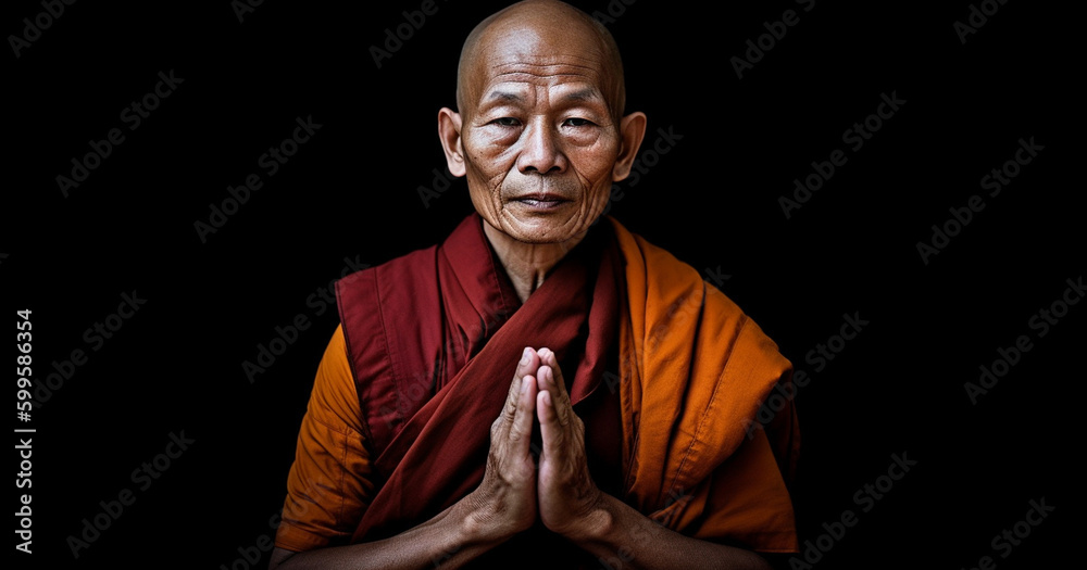 Buddhist monks meditate to calm the mind. The brain will refresh the ...