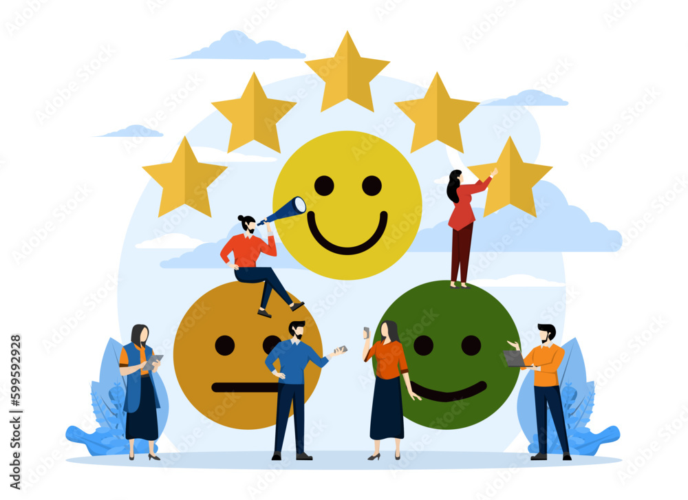 Image vectorielle Stock teamwork on customer reviews and reviews ...