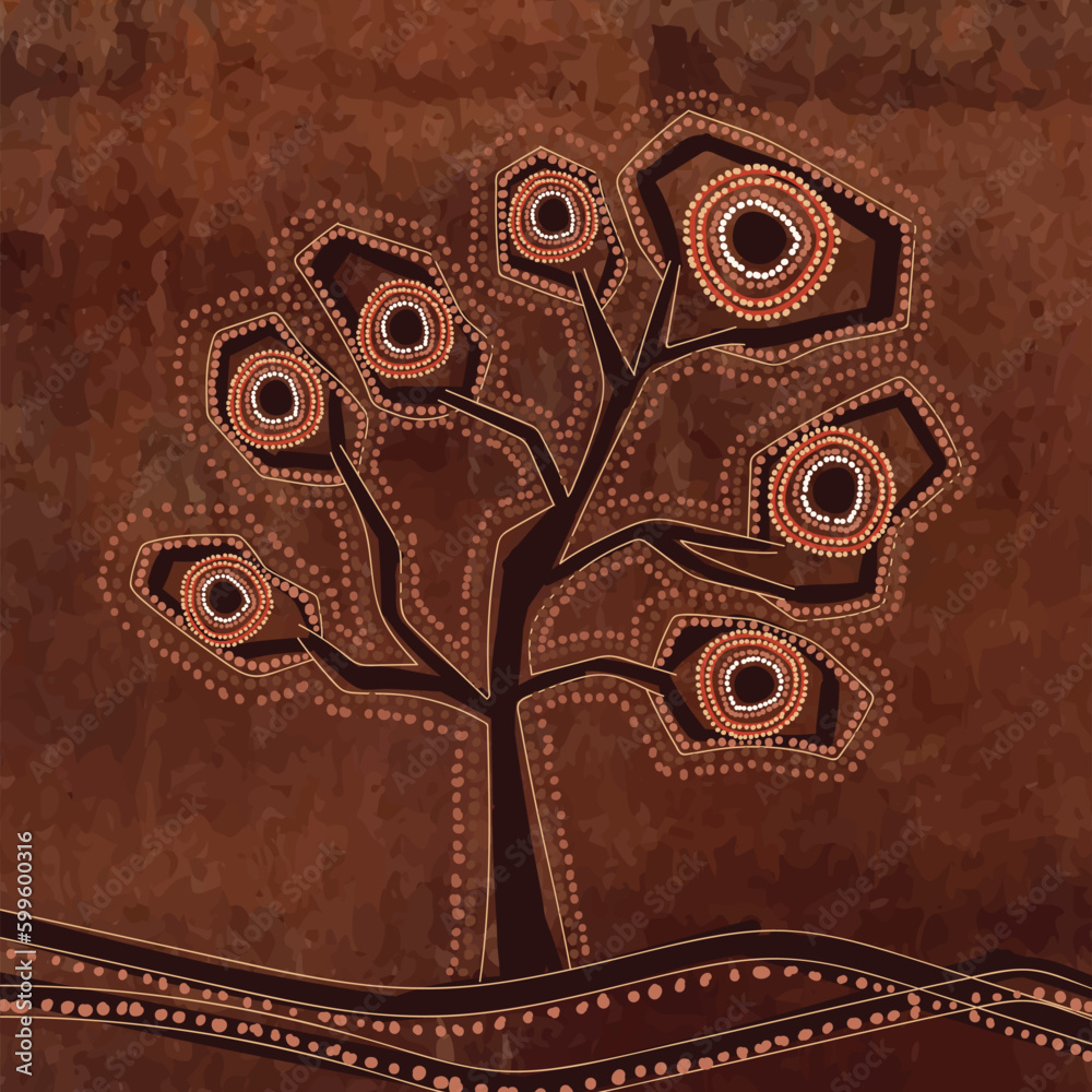 Tree-themed aboriginal vector art Stock Vector | Adobe Stock