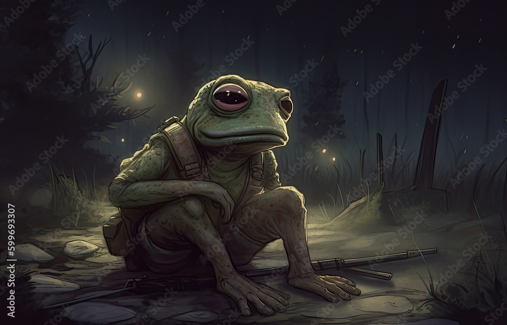 Frog in military uniform. Frog as a soldier Stock Illustration | Adobe ...