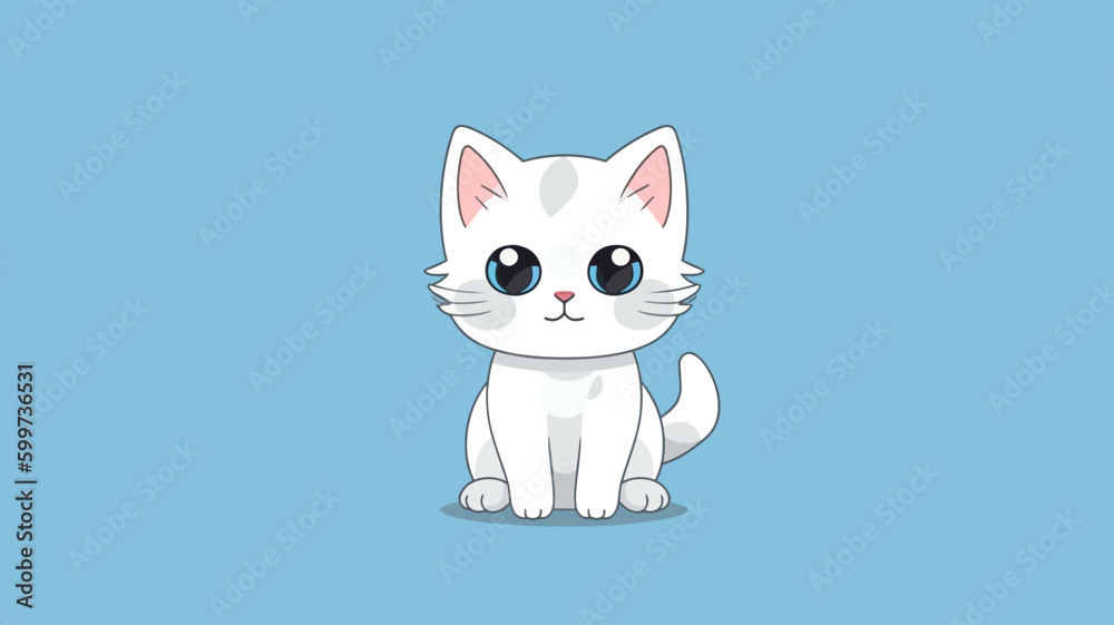 Cute cat vector illustration with a flat cartoon design. Stock Vector ...