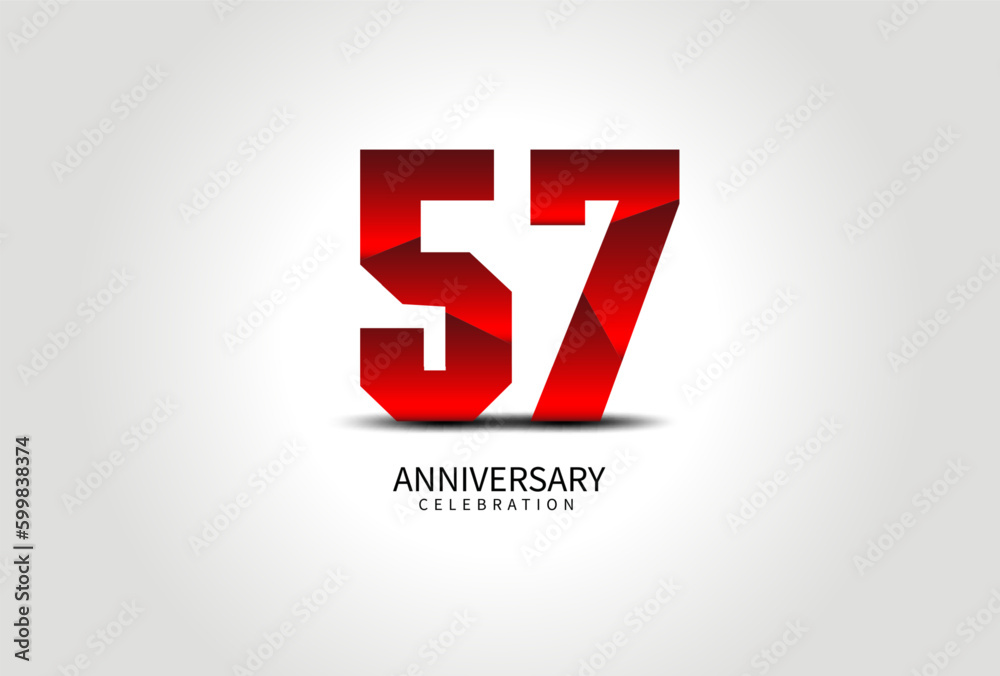57 Year Anniversary Celebration Logo red vector, 57 Number Design, 57th ...