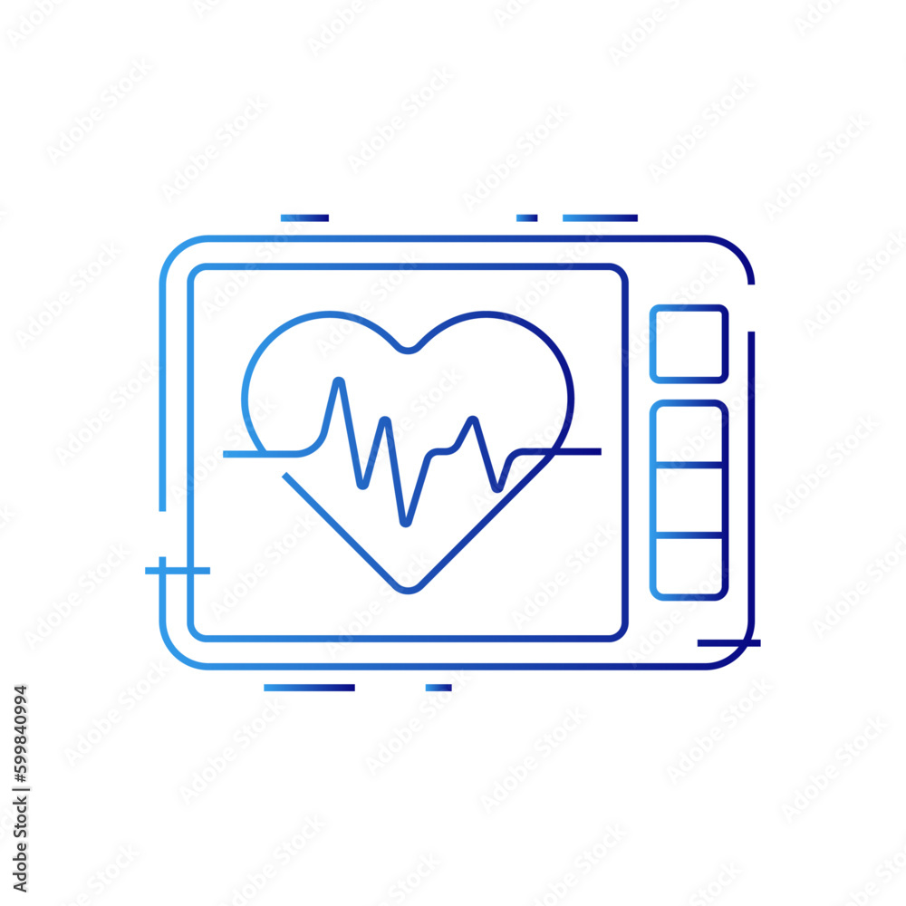 Health tracking digital healthcare icon with blue gradient outline ...