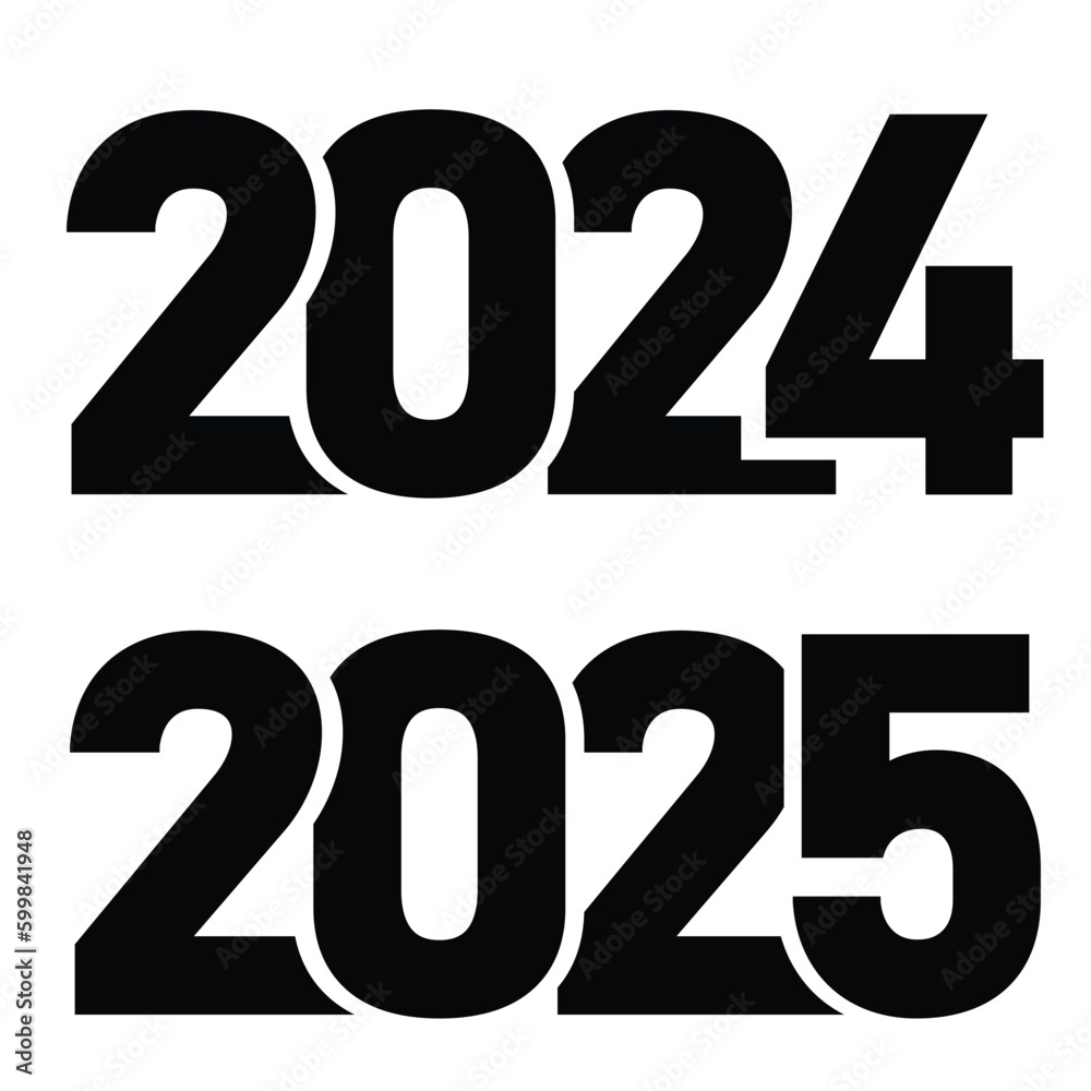 2024 and 2025 logo text design. Design template Celebration typography ...