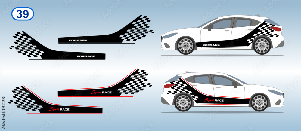 Car side door sticker stripe design. Auto vinyl decal template ...