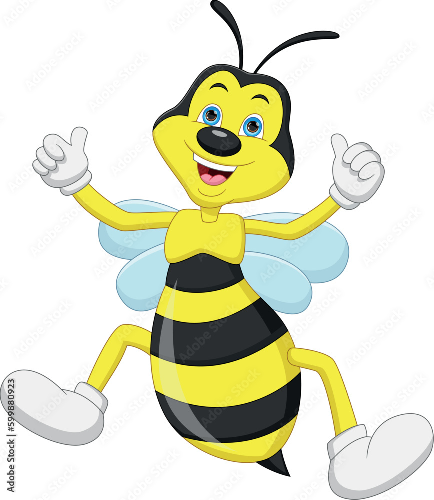 cute happy bee cartoon thumbs up Stock Vector | Adobe Stock