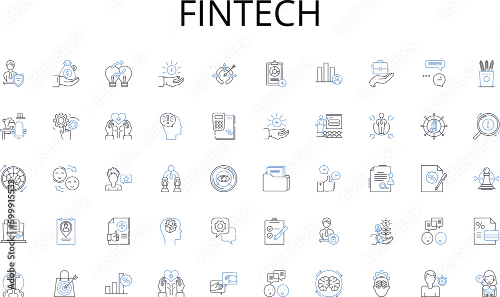 FinTech line icons collection. Targeting, Segmentation, Positioning ...