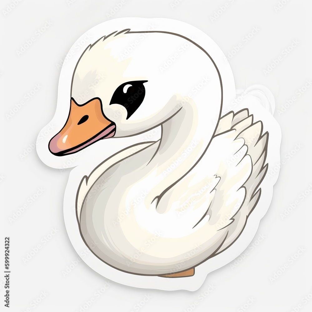 Illustration Stock A cute chibi Mute Swan sticker with a white ...