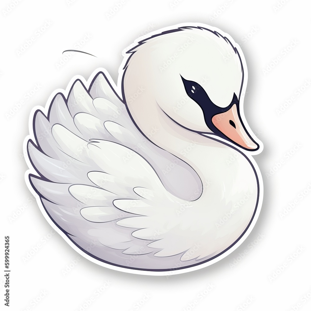 Illustrazione stock di A cute chibi Mute Swan sticker with a white ...