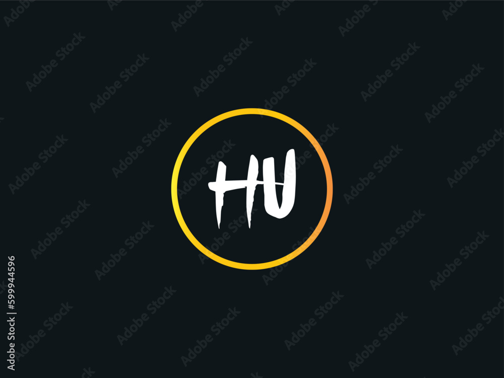Professional Letter HU Monogram Logo, Handwritten Hu uh Brush Logo Letter Design Stock Vector ...