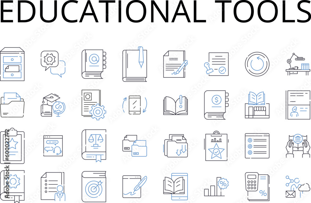 Educational tools line icons collection. Learning aids, Academic ...