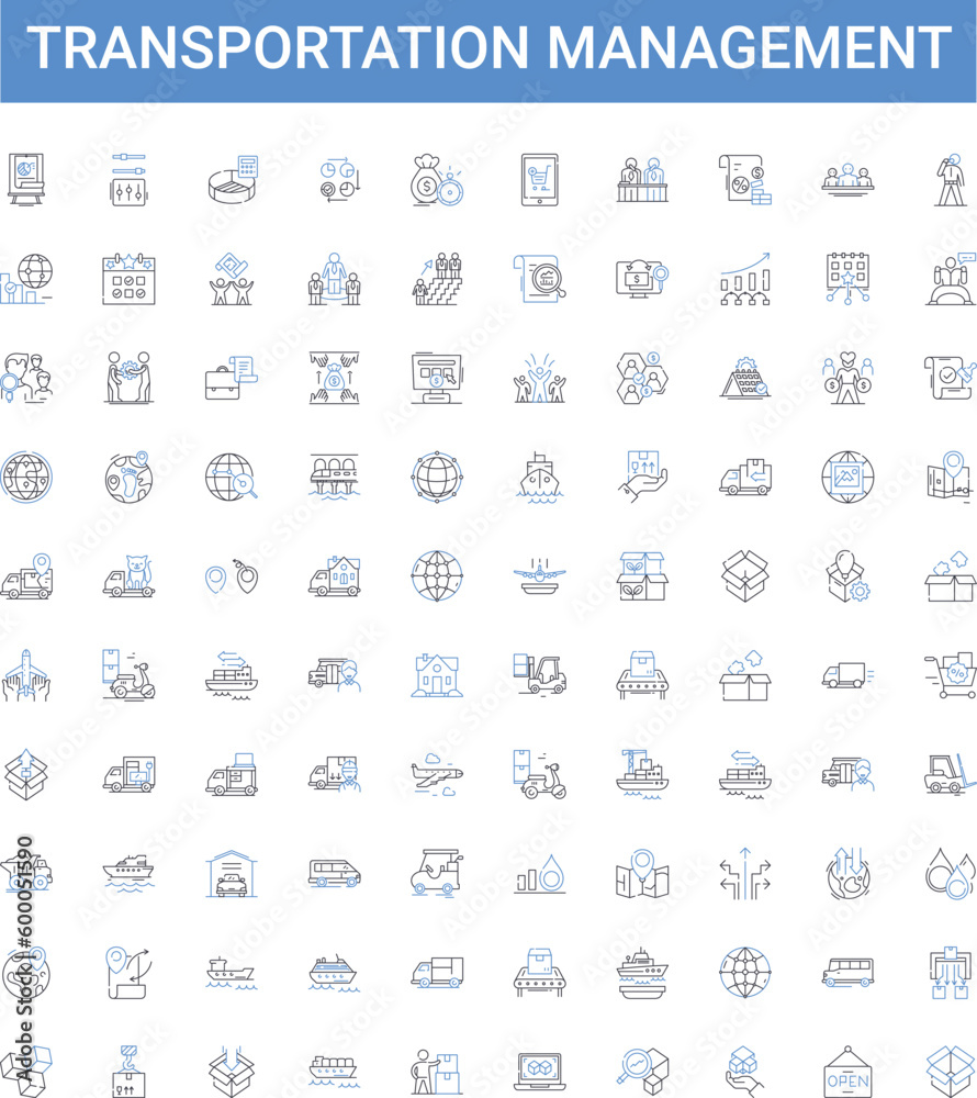 Transportation management outline icons collection. Shipping, Logistics ...