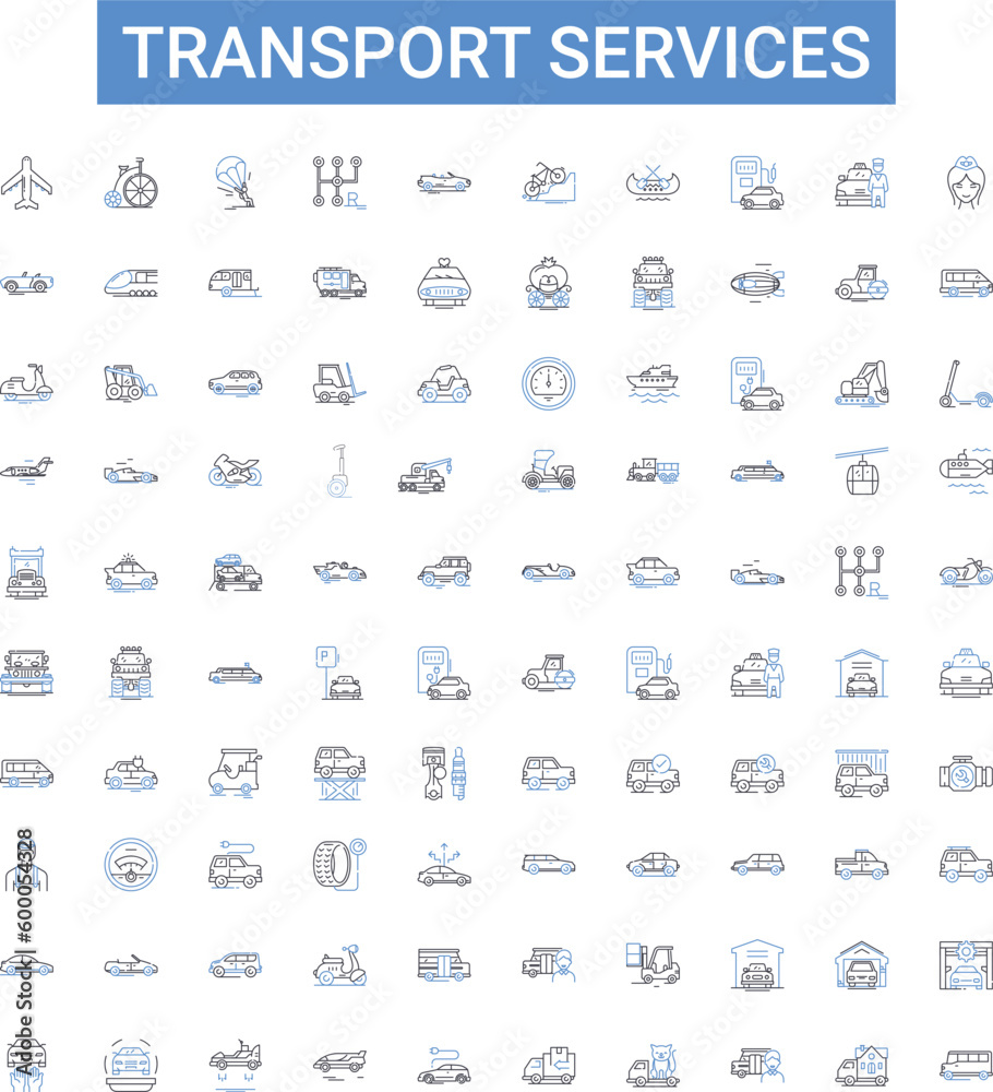 Transport services outline icons collection. Transportation, Shipping ...