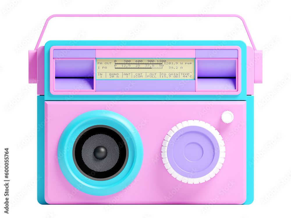 retro radio plastic 3d cartoon front Stock Illustration | Adobe Stock