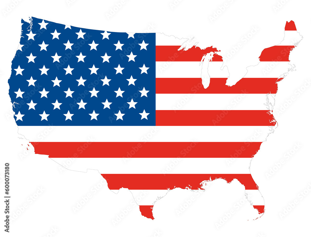 USA flag map. United States of America map with flag inside. 素材庫插圖 ...