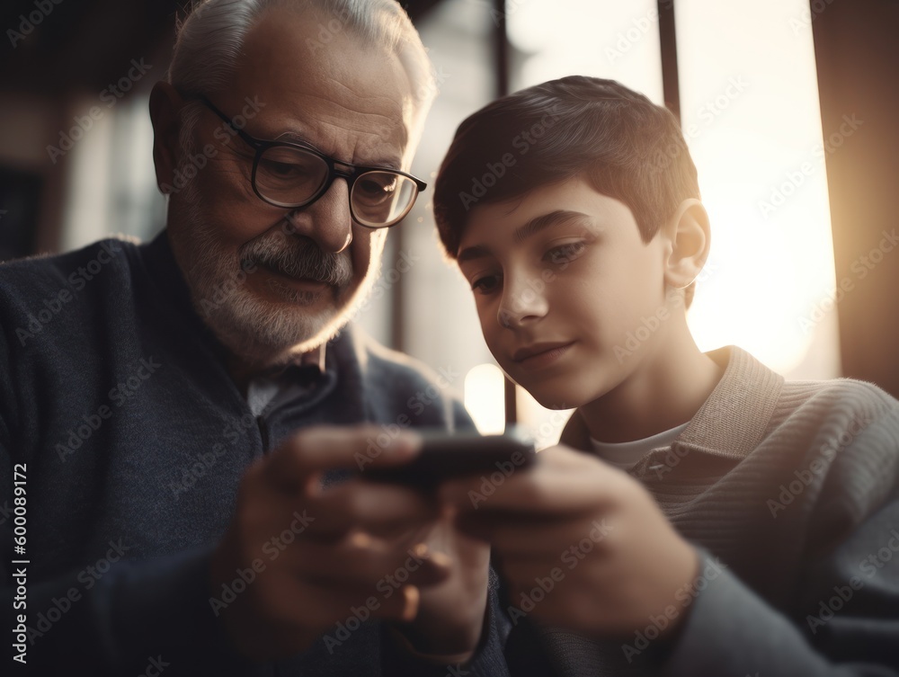 Modern Aging. Candid shot of an older man learning to use a new ...