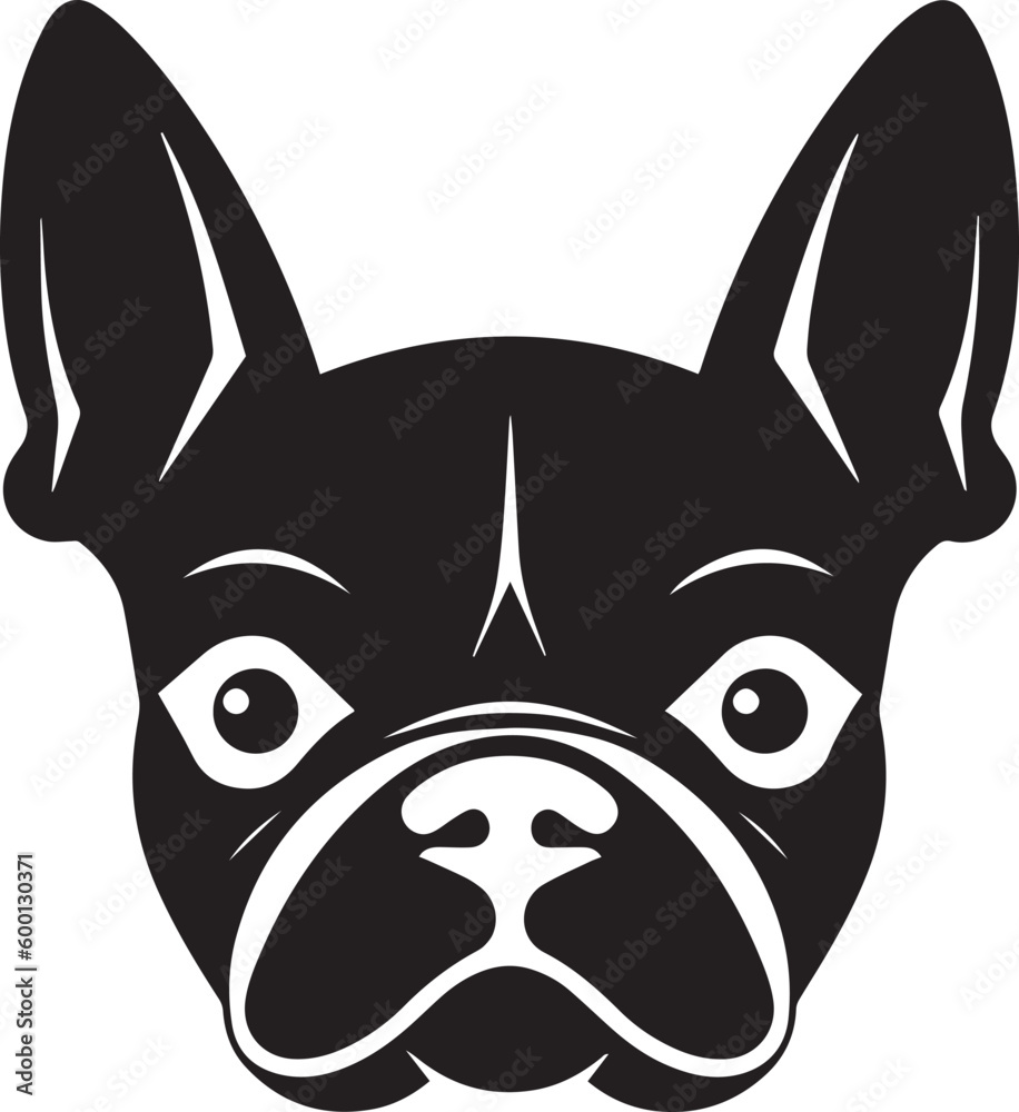 Dog head logo, French bulldog face logo isolated on a white background ...