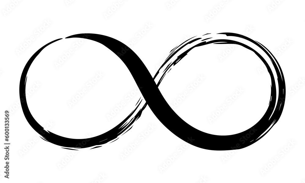 Infinity symbol hand painted with grunge brush stroke and black paint ...