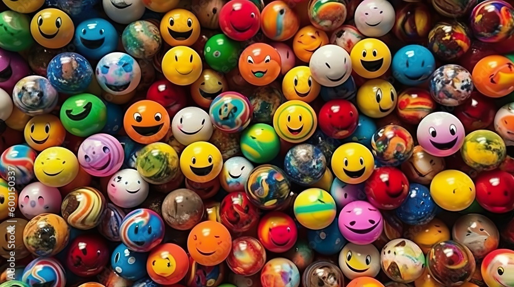 Marbles with smiley faces made with AI generative technology Stock ...