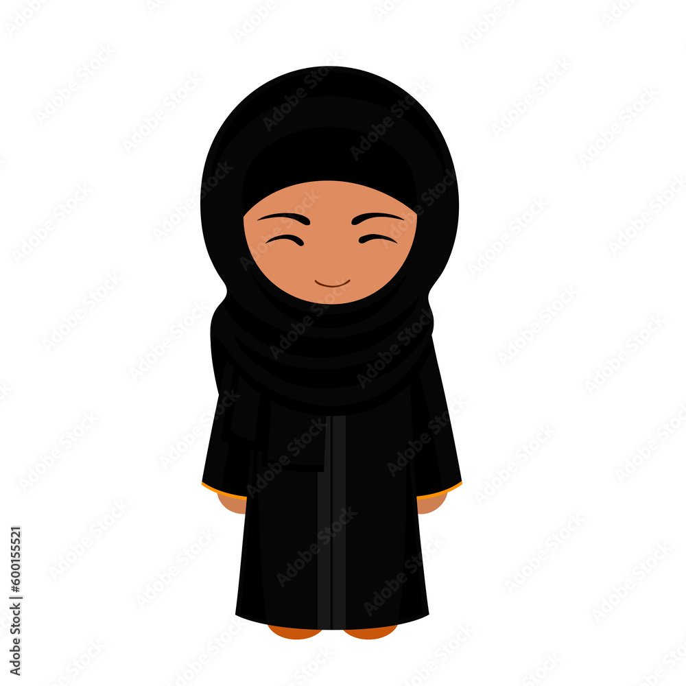 Woman in Saudi Arabia national costume. Female cartoon character in ...