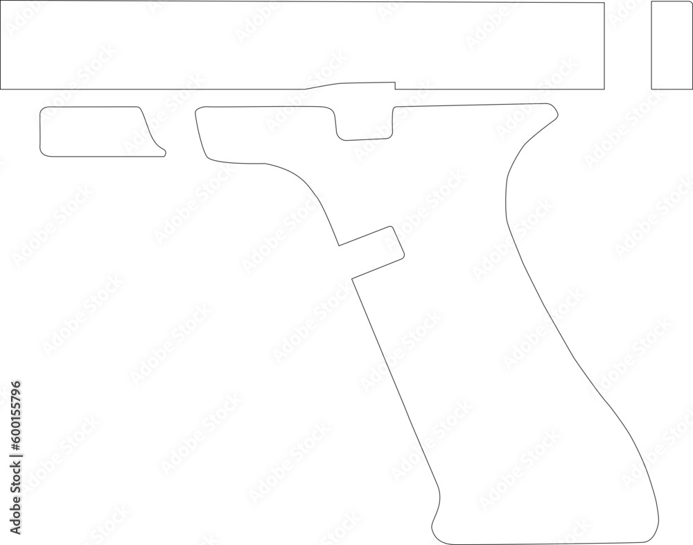 G22, G17, , Stippling Hand Gun SVG blank template outline or line art ...