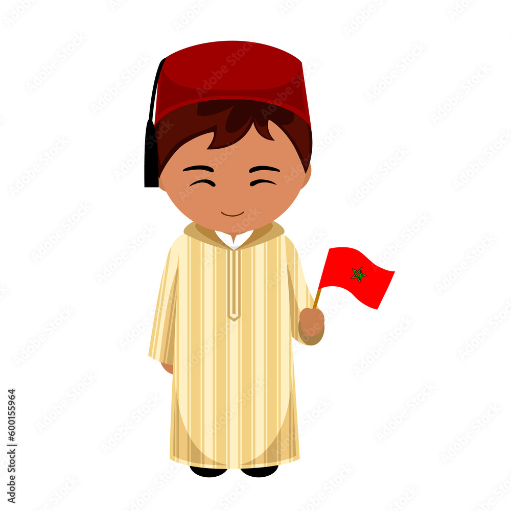 Ilustración de Stock Man in Morocco national costume. Male cartoon ...