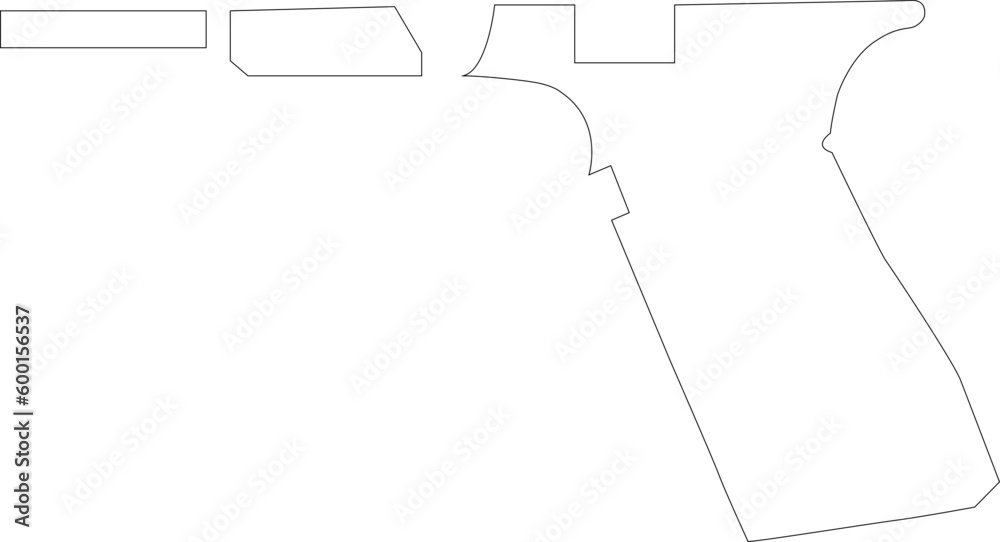Stippling, G19, Hand Gun SVG blank template vector outline or line art ...