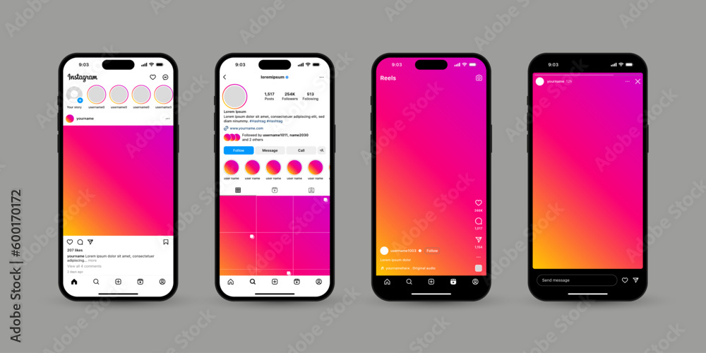 Vector de Stock instagram mockup social media post. social network ...