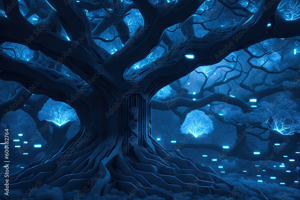 Neuron nerve cells 3D as tree branches. Neural network of human brain ...