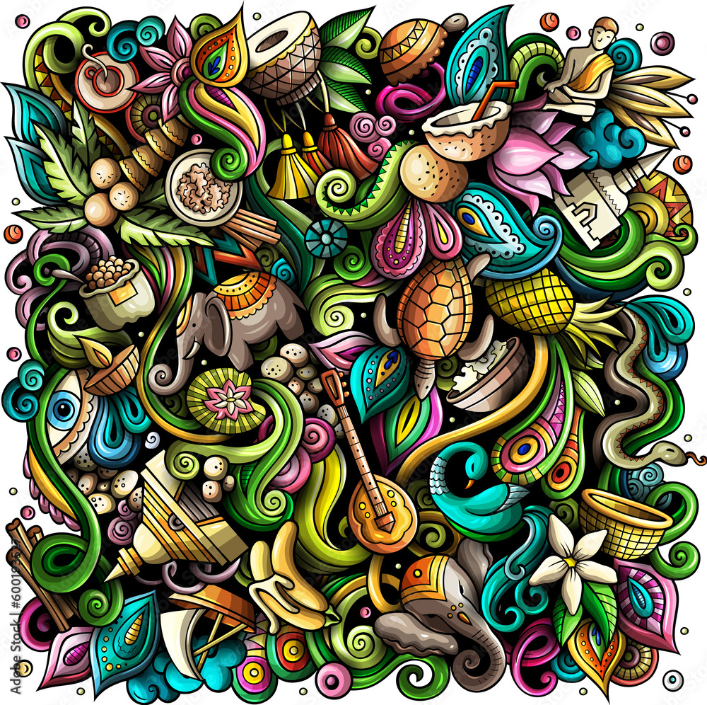 India detailed cartoon illustration Stock Illustration | Adobe Stock