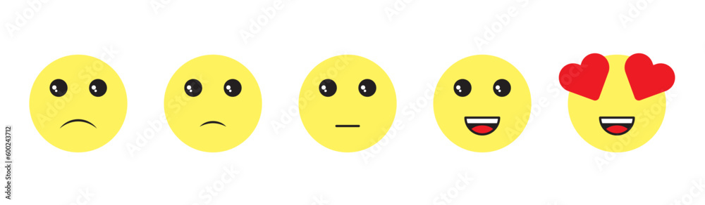 feedback emoji. emoticons set. five stars icon, rating scale of ...