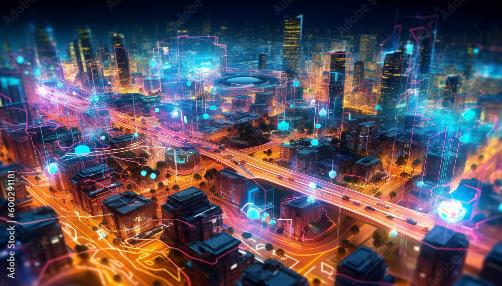 Smart City S Central Hub Displaying 3d Holographic Map Of