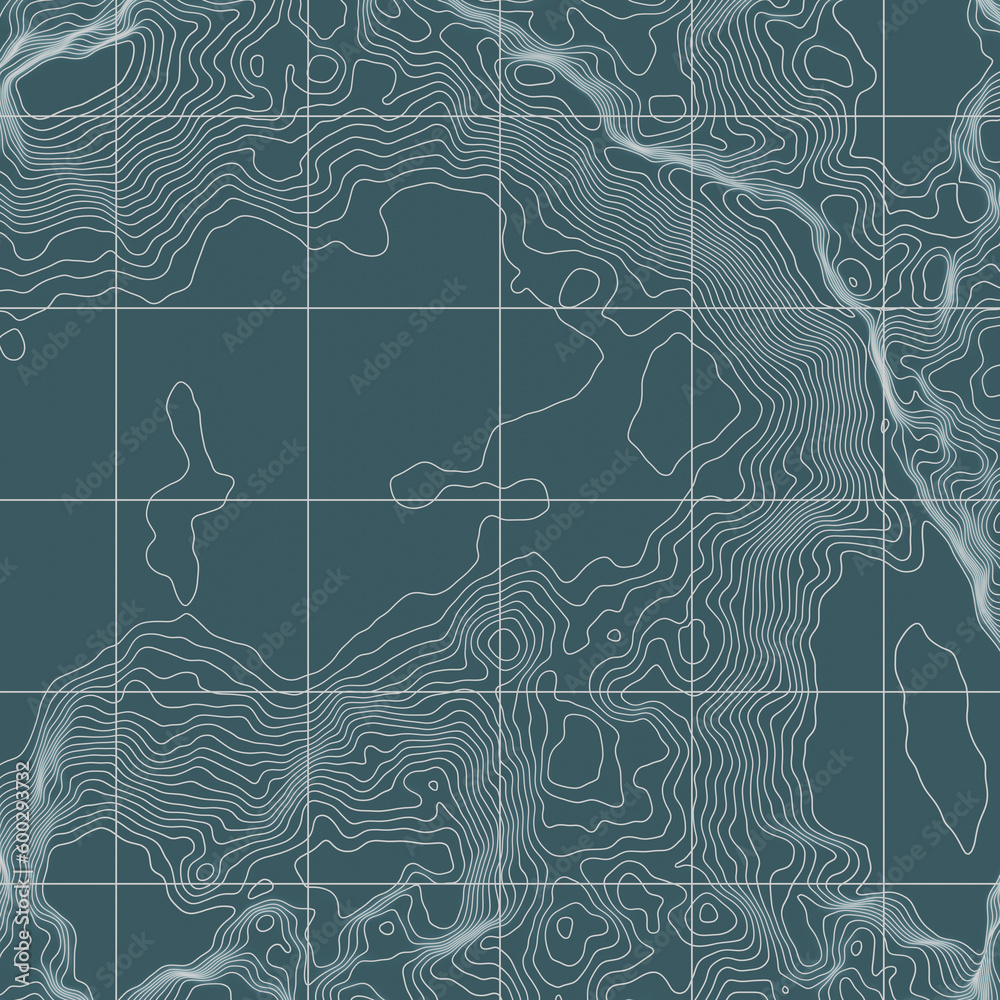 Topographic contour map with grid lines. Stock Illustration | Adobe Stock