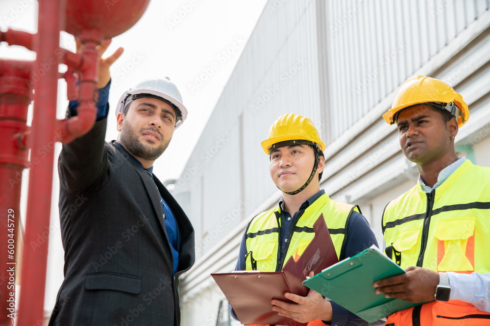 businessman manager safety engineer and colleague maintenance ...