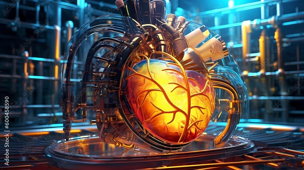 Stock-Illustration „Innovative image of a human synthetic implant heart ...