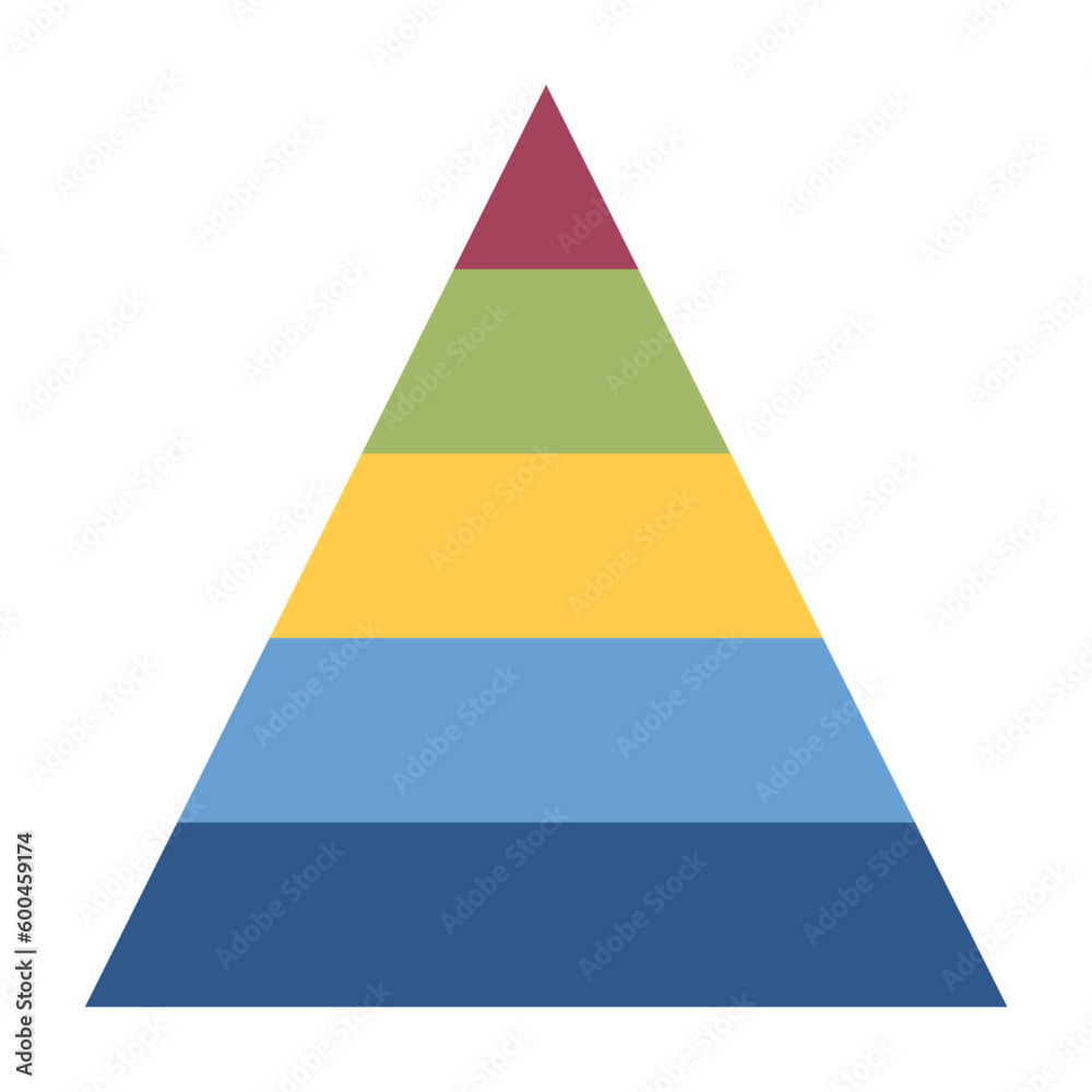 colorful pyramid chart with 5 steps, triangle infographic illustration ...