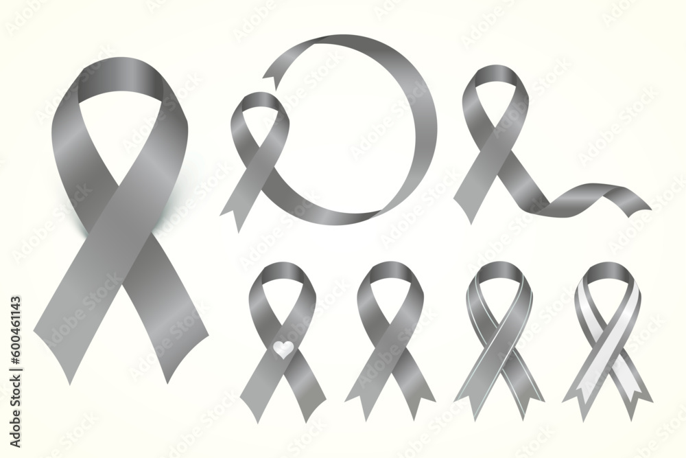A gray ribbon is used to raise awareness for a variety of illnesses and ...