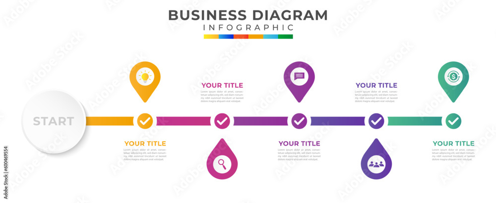 5 Step Modern Timeline diagram roadmap with circle topic chart and ...